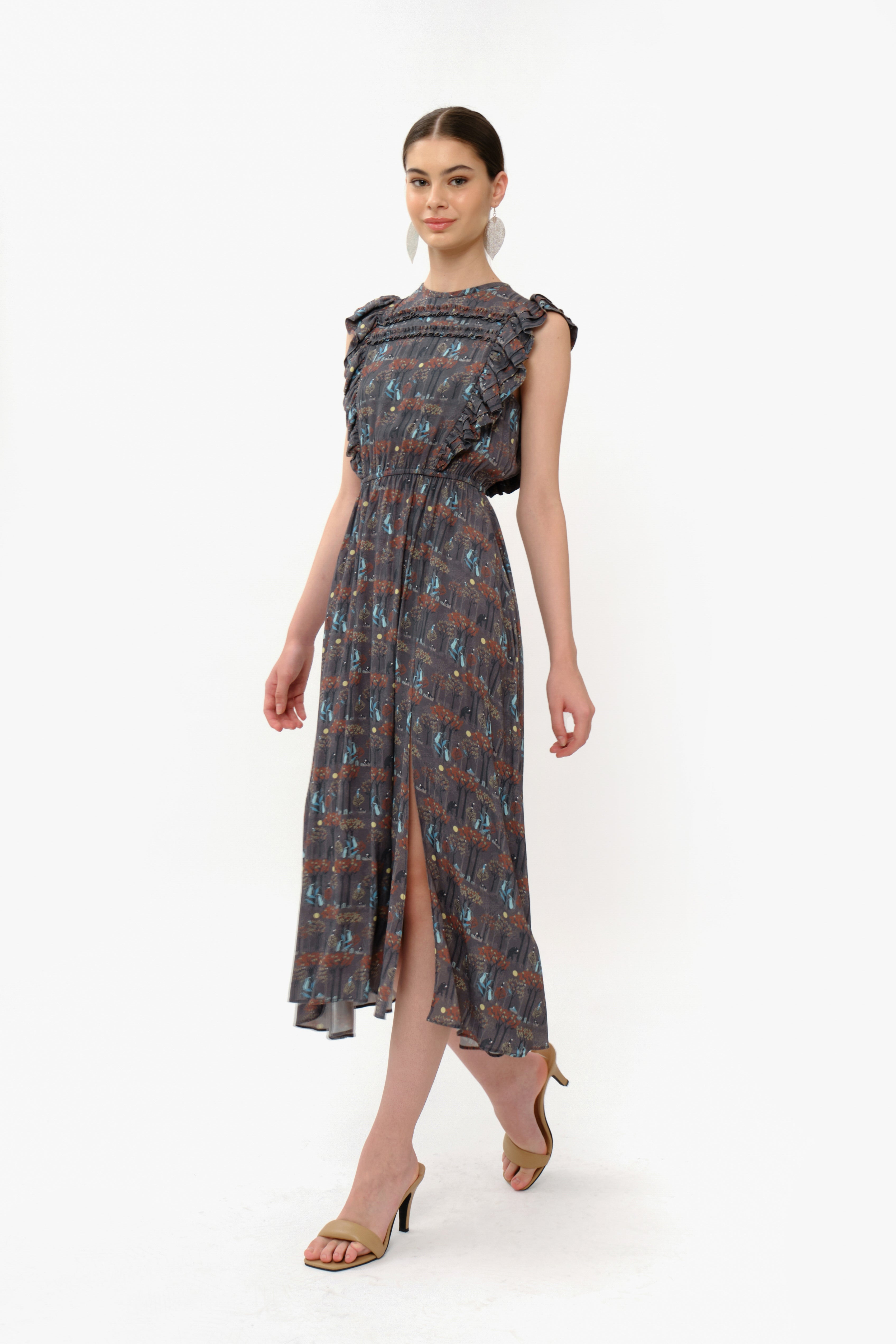 VINKA Dress in Gray Forest