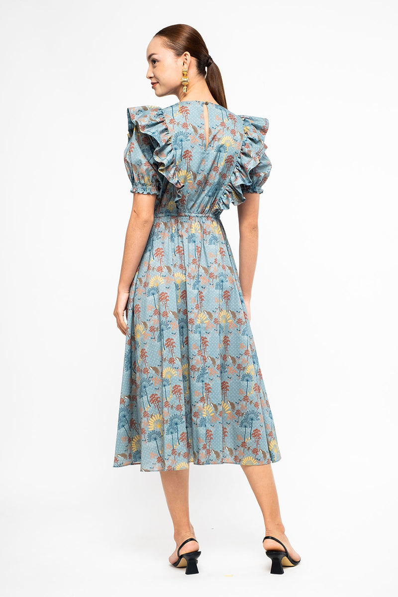NAILA Dress in Blue Kuau